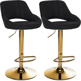 Clp Lot de 2 tabourets de bar Milet en tissu Noir m&eacute;tal or