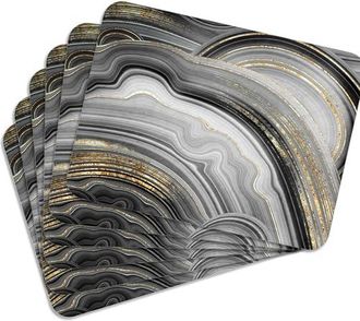 MG Design Mg Design Lot de 6 Sets de Table en liège - Magma Black - 30 × 40 cm - résistants à la Chaleur, faciles à Nettoyer