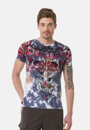 Cipo & Baxx T-Shirt T-Shirt im Batik-Look mit Print