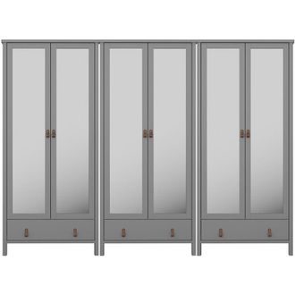 ebuy24 Troms&oslash; Kleiderschrank 6 Spiegelt&uuml;ren 1 Schublade grau