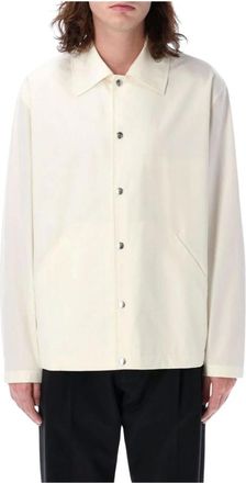 Jil Sander Homme, Vestes, Beige, Taille: L Veste Décontractée avec Fermeture Boutonnée et Détails de Poches Plaquées
