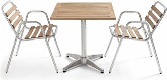 Oviala Ensemble jardin en bois et aluminium 2 personnes