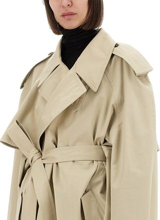 Balenciaga Cropped Cotton Trench Coat - Beige