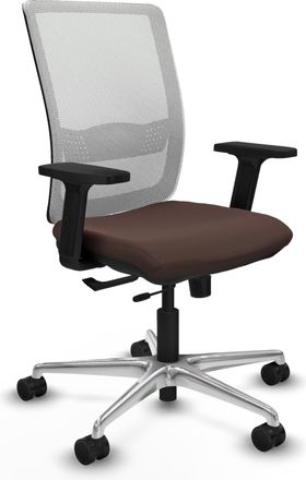 Piqueras y Crespo Haches Lendenwirbelsessel mit 2D-Armlehnen, ausgestattet mit Syncro/Traslack und eingespritztem Schaum. 65 mm Nylon-Rollen. Wei&szlig;/Dunkelbraun