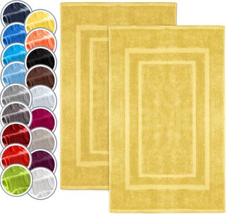 NatureMark 2er Pack Badvorleger | Premium Qualit&auml;t | 100% Baumwolle | 50 x 80 cm | Duschvorleger Duschmatte Doppelpack | Farbe: Gelb