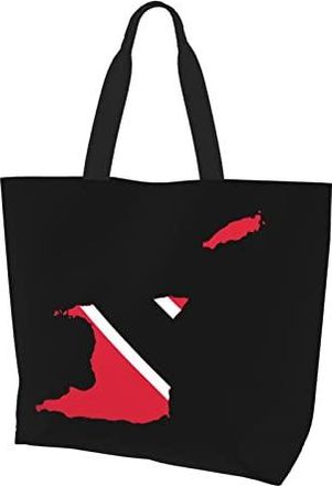 AOOEDM Drapeau Carte de Trinit&eacute;-et-Tobago Sac &agrave; provisions r&eacute;utilisable en toile pour femme