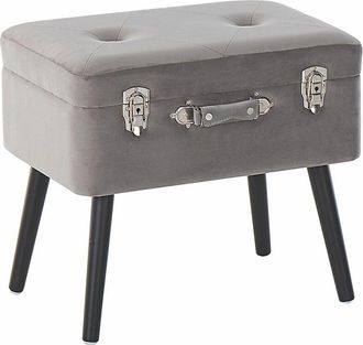 Beliani Hocker mit Stauraum MALLARD Samtstoff Grau