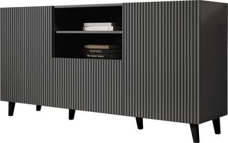 Mirjan24 Kommode Vailbo Grey 150 mit Schublade und 2 T&uuml;ren, Schubladenkommode, Anrichte, Mehrzweckschrank, Highboard, Sideboard, Wohnzimmer, Esszimmer (Anthraz