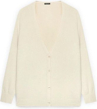 Fiorella Rubino Femme, Pulls, Blanc, Taille: 40/42 FR Cardigan en maille &agrave; col en V