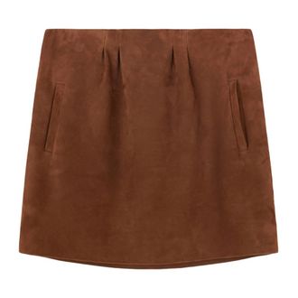 Ermanno Scervino Femme, Jupes, Brun, Taille: 36 FR Mini-jupe en cuir marron avec poches latérales