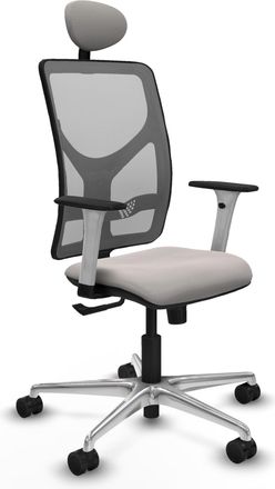 Piqueras y Crespo Schreibtischstuhl in Grau und Wei&szlig;, mit wei&szlig;en und schwarzen Armlehnen, h&ouml;henverstellbare Lendenwirbelst&uuml;tze und festes Kopfteil, Grau/Wei&szlig;