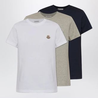 Moncler 3er-Set Baumwoll-T-Shirts mit Logo-Patch