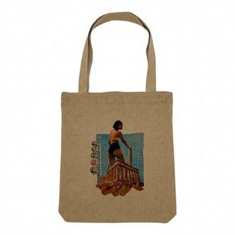 Fabulous Sac Shopping Tote Bag Aspect Lin - Esthetic Girl Parthenon Collage Vintage Illustration Art Humour Surreal Vacances - Sac de Courses Toile Epaisse 360