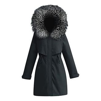 Generic Parka dhiver pour femme | Vestes &agrave; capuche en fausse fourrure mi-longue, manteau polaire &agrave; manches longues, manteau &eacute;pais avec poches, manteau grande 