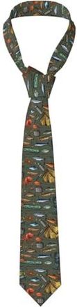 Generic Cravates Homme Canne &Agrave; P&ecirc;che Poisson P&ecirc;cheur Bateau Marron Vert &Eacute;l&eacute;gant Cravates Confortable Cravate Pour Homme Pour &Eacute;v&eacute;nements Travail Accessoires