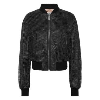 Philipp Plein Femme, Vestes, Noir, Taille: 42 FR Bomber en cuir