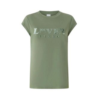 Pinko Baumwoll-Jersey-T-Shirt mit Lover-Print - - Tops - Damen - Gr&uuml;n - L
