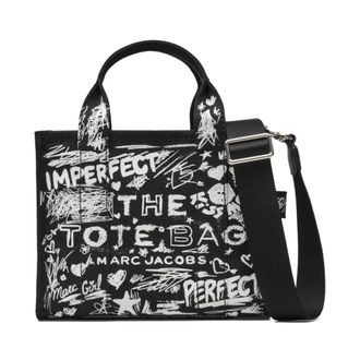 Marc Jacobs Femme, Sacs, Noir, Taille: ONE Size Punk Scribble Canvas Small Tote Bag