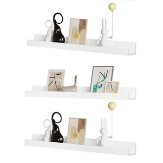 Woltu Lot de 3 Étagère Murale 100cm de Long utilisé pour Placer Image Magazine Photo,Blanc RG9297ws-3