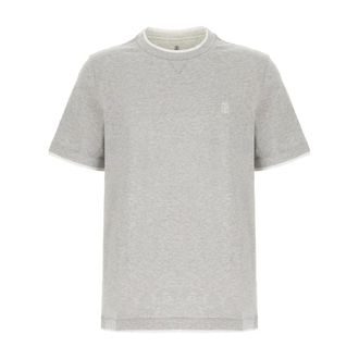 Brunello Cucinelli Homme, Tops, Gris, Taille: L T-Shirt avec Effet Superpos&eacute;