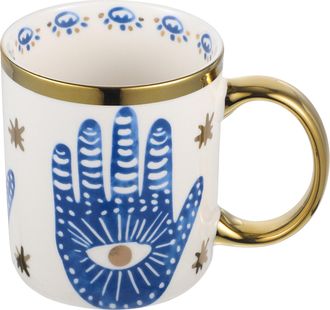 BESTONZON B&uuml;rodekoration Keramik n Teetassen Trinkbecher B&ouml;ser Blick Nazar Augen Fr&uuml;hst&uuml;cktasse Milch Cappuccino Latte Tasse Fatima Hand Teebecher Kaffeebecher 