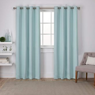 Exclusive Home Curtains Exclusive Home Verdunkelungsvorh&auml;nge, K&ouml;pergewebe, isoliert, mit &Ouml;sen, Meeresschaumstoff, 2 St&uuml;ck Satin-Vorhang, Meeresschaum, 132 x 213 cm, 