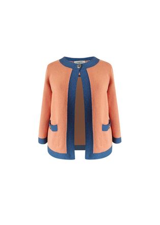 Chanel pink & blue cashmere single-button cardigan Size 38