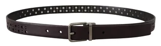 Dolce & Gabbana Mens Dark Purple Perforated Leather Metal Buckle Belt