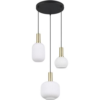 Trio Suspension, Suspension trois lampes 30 cm Diva Blanc en Verre