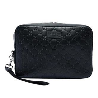 Gucci Pre-owned Embossed Leather Clutch - - Pre-owned - Damen - Schwarzk - ONE SIZE