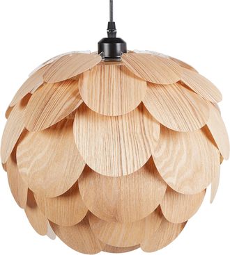 Beliani Hängelampe Bambusholz natürlich hellbraun 1-flammig Zapfenform modern Bampur