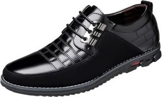 Generic Chaussures Oxford en cuir pour homme | Chaussures en cuir noir avec semelle plate &agrave; lacets pour homme - Chaussures daffaires larges antid&eacute;rapantes - C