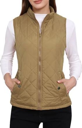 Allegra K Gilet léger à col Montant et à glissière Halloween déguisement pour Femmes Kaki M