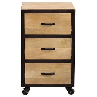 Miliboo Miliboo - Caisson de bureau &agrave; roulettes 3 tiroirs industriel bois massif et m&eacute;tal noir industria