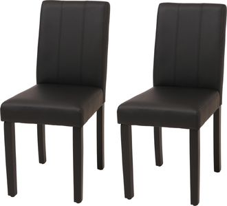 Mendler 2er-Set Esszimmerstuhl HWC-O65d, K&uuml;chenstuhl Polsterstuhl Lehnstuhl, Kunstleder - schwarz