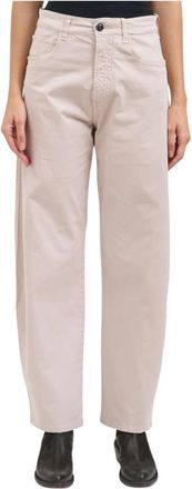 White Sand Femme, Pantalons, Beige, Taille: 42 FR Pantalon Large en Twill de Coton