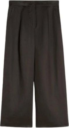 Max Mara Femme, Pantalons, Noir, Taille: 42 FR Pantalon Cropped en Toile de Ramie