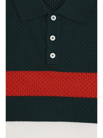 Gucci Boys Polo Shirt White-Green-Red Cotton White/green/red T-shirts And Polos