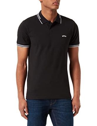 BOSS Hommes Paul Curved Polo Slim Fit en Coton Stretch à Logo incurvé