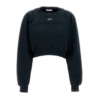 Off-white Logo Crop Sweatshirt - - Sweatshirts & Hoodies - Damen - Blau - XS