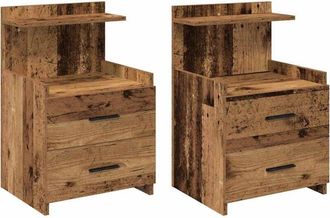 vidaXL Vidaxl - Nachttische 2 Stk. mit 2 Schubladen Altholz-Optik 40x36,5x62 cm