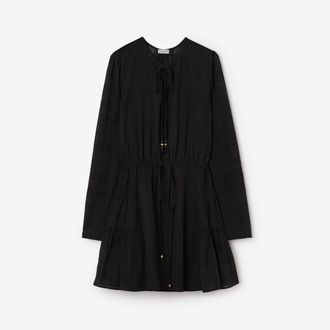 Burberry Robe en voile de coton Check, Size: 16