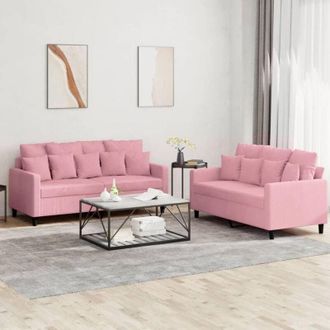 vidaXL vidaXL Ensemble de canap&eacute;s 2 pcs avec coussins Rose Velours