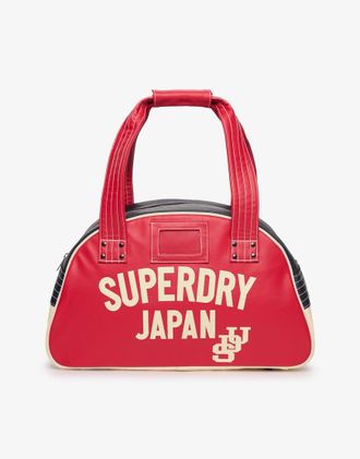 Superdry Retro Alumni - Bowlingtasche in Rot/Eclipse Navy/Creme