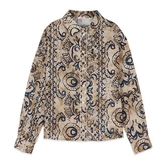Oltre Gemustertes Satinhemd - - Blouses & Shirts - Damen - Beige - M