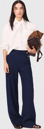 Maje Marinehose Aus Leinenmischung - Marineblau - Maje