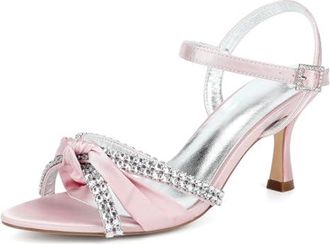 Generic Femmes Aiguille Haut High Sandales Chaussures De Mariage De Mariée Ouvert Bout Mariage Party 7 CM Heels,Bean Paste,38 EU