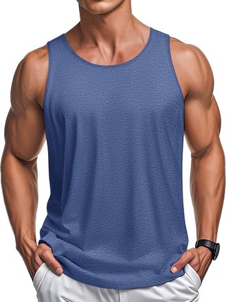 Magcomsen Sport Tanktop Herren Outdoor Achselshirts Baumwolle Fitnessshirt Leicht Muskelshirt f&uuml;r L&auml;ssige, Graublau, 3XL