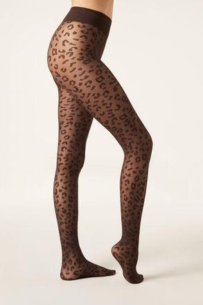 Calzedonia Transparente Strumpfhose 30 Denier Mit Animalprint Braun