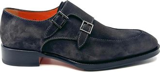 Santoni Homme, Chaussures, Gris, Taille: 40 1/2 EU Double Boucles Velours